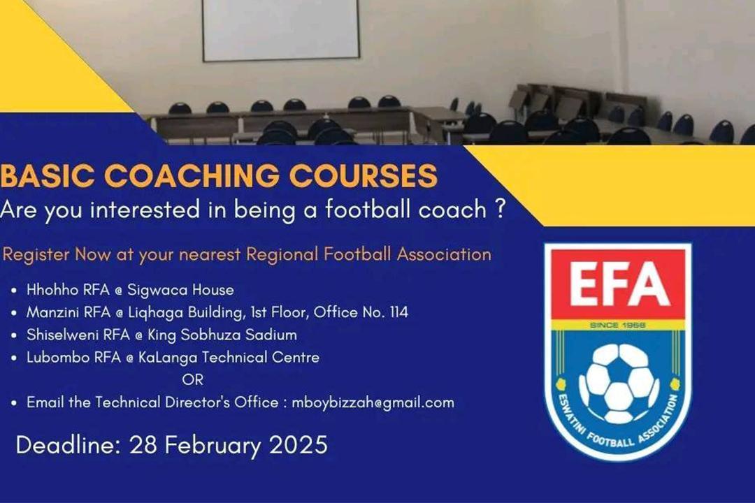 REGISTRATION FOR EFA BASIC COACHING COURSES NOW OPEN - Eswatini