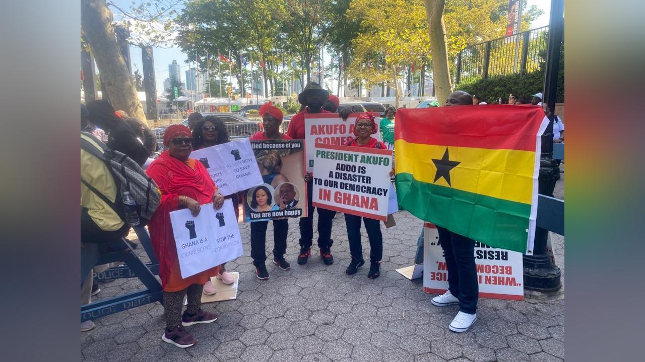 Ghanaians in the USA Picket at UN HQ Calling for Change in Ghana - Ghana