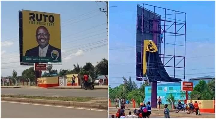 Ruto's billboard banner was indeed removed in Kisumu - kenya