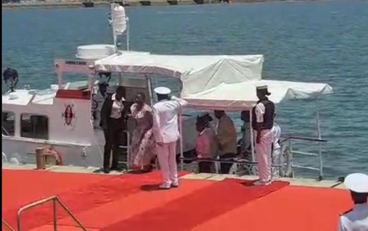 First Lady Rachel Ruto arrives on a boat at Mtongwe - kenya