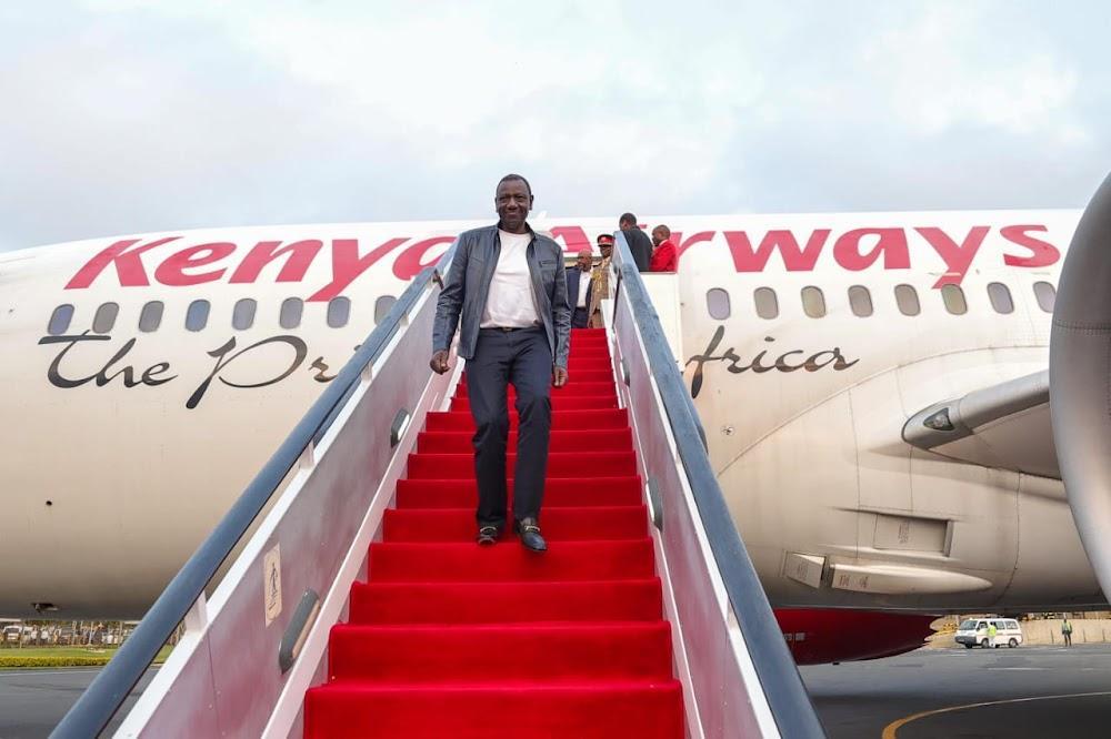 [PHOTOS] President Ruto jets back aboard Kenya Airways flight - kenya