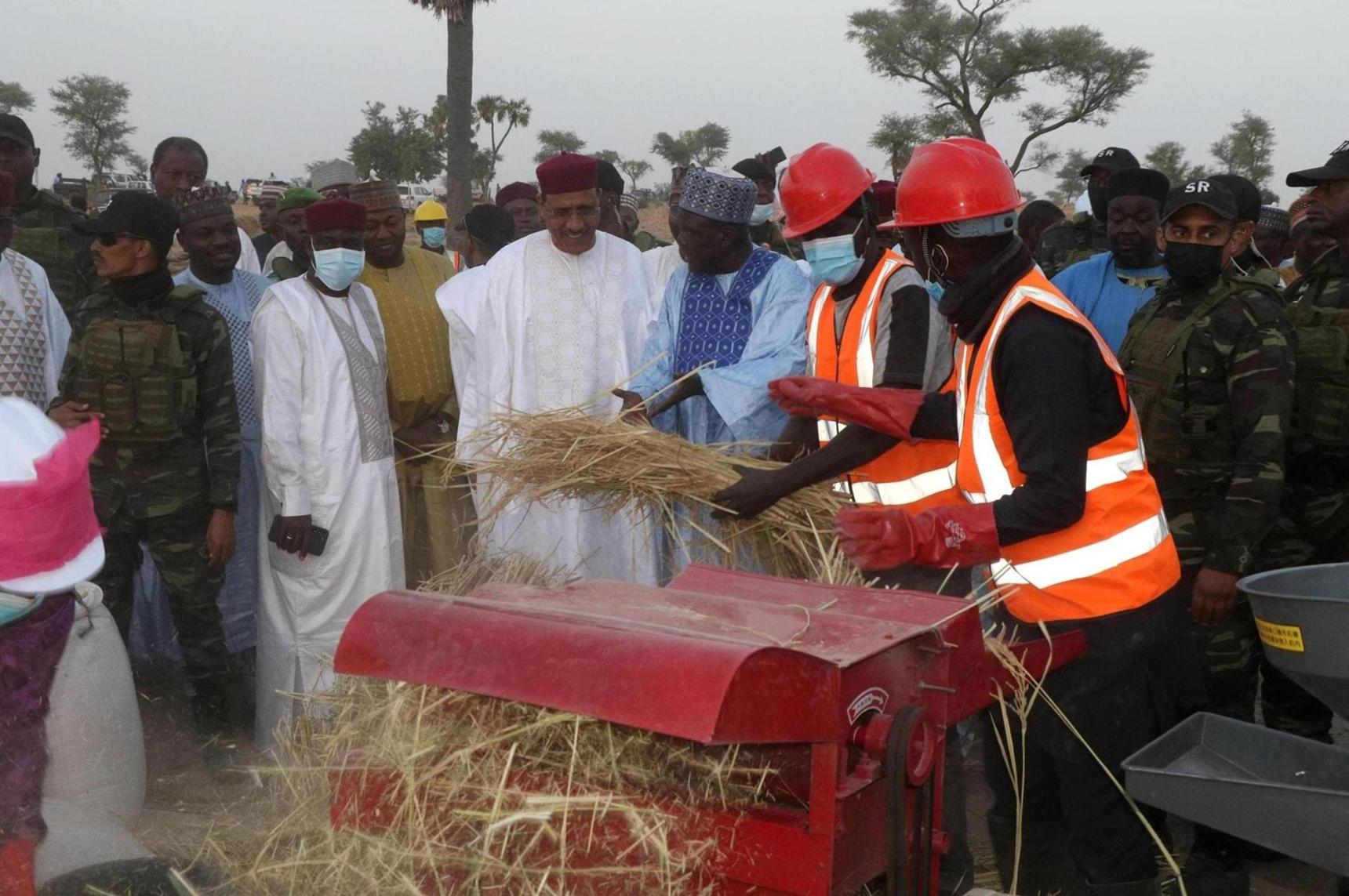 Le Président Bazoum Mohamed visite une ferme rizicole de Magaria - niger